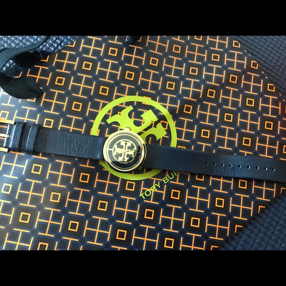 Tory Burch | Accessories | Tory Burch Blue And Gold Lether Watch | Poshmark